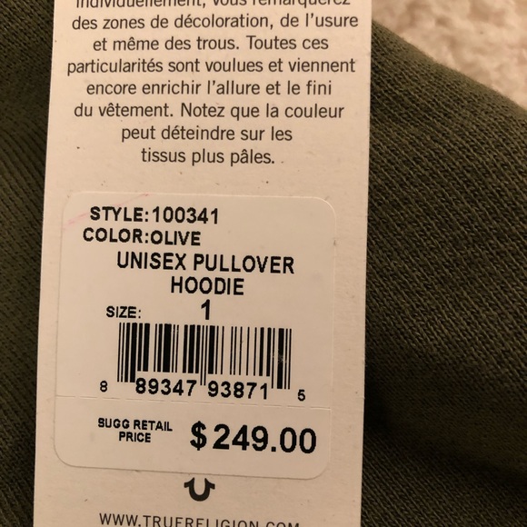 True Religion | Shirts | True Religion Mens Unisex Back Zip Hoodie ...